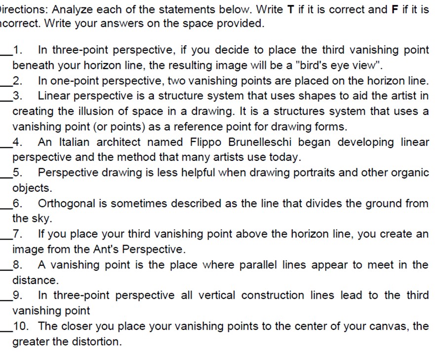 Directions Analyze each of the statements | StudyX