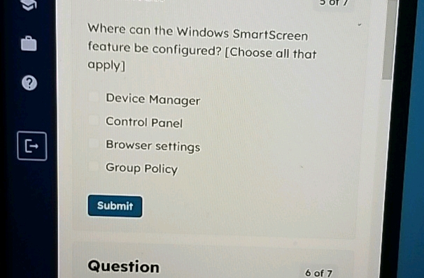 Where can the Windows SmartScreen feature be | StudyX