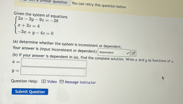 Given the system of equations cases 2x - 3y