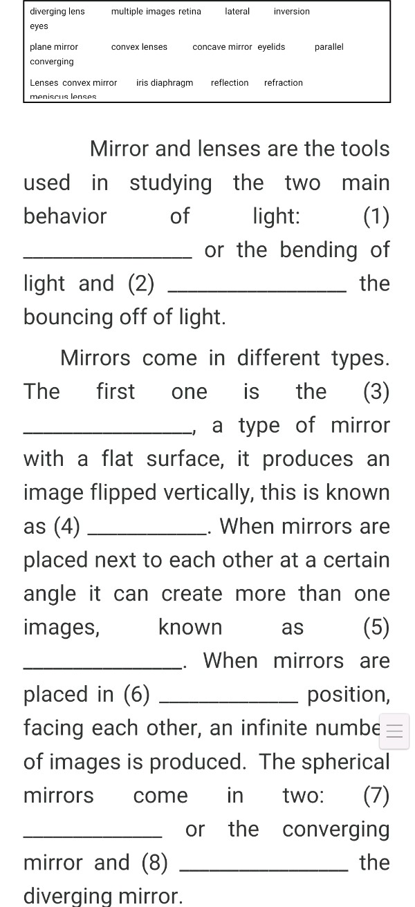 diverging lens multiple images retina | StudyX