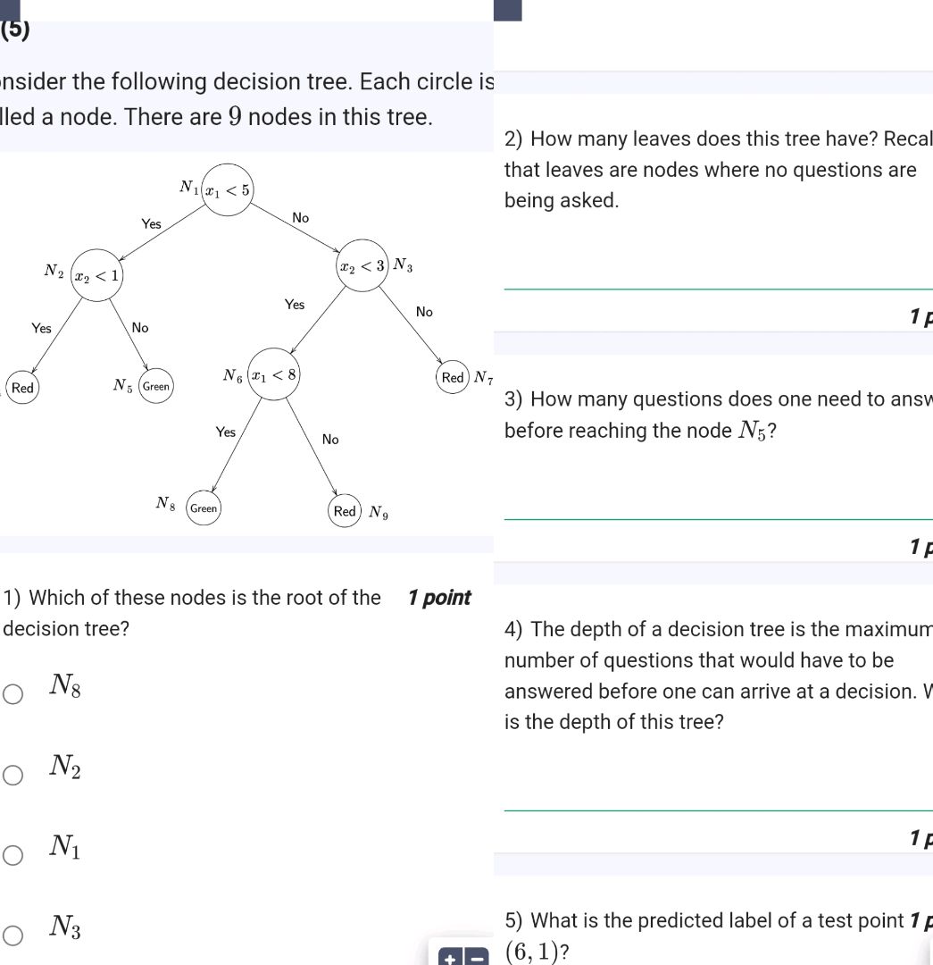 (5) Consider the following decision tree | StudyX