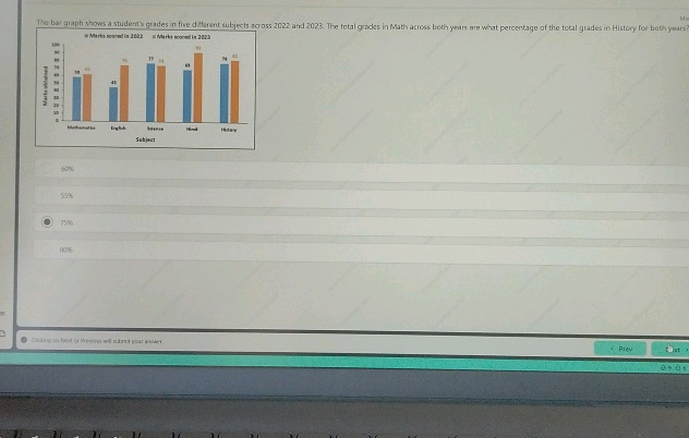 The bar graph shows a students grades in | StudyX