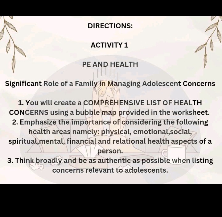 DIRECTIONS ACTIVITY 1 PE AND HEALTH | StudyX