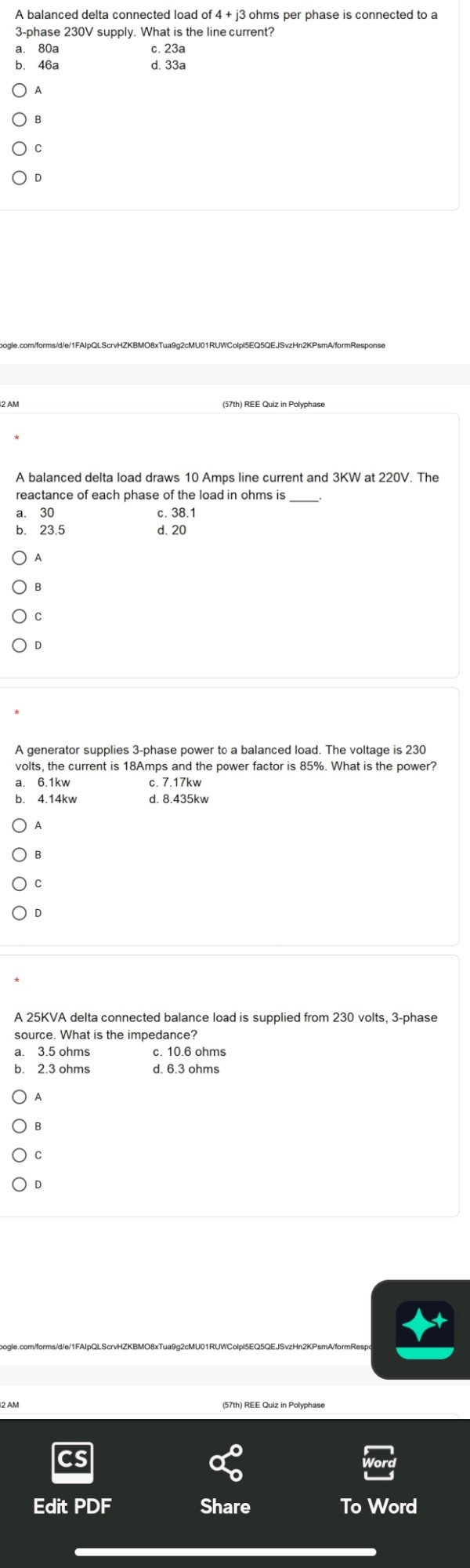 A balanced delta connected load of 4 + j3 | StudyX