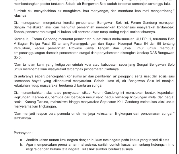 membentangkan poster tuntutan Sebab air | StudyX