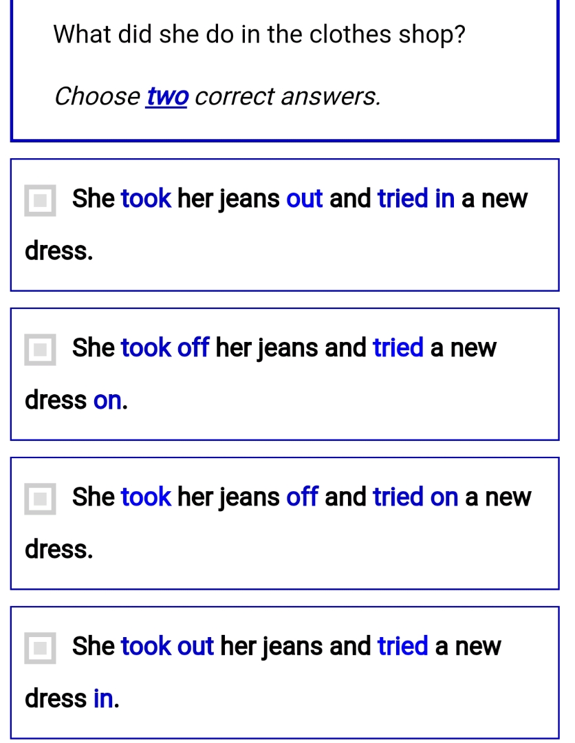 What did she do in the clothes shop Choose | StudyX