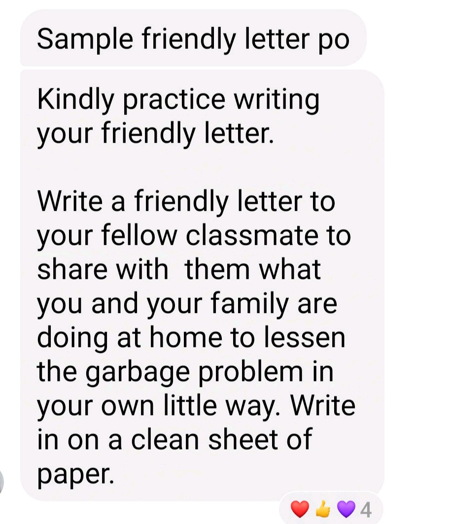 Sample friendly letter po Kindly practice | StudyX