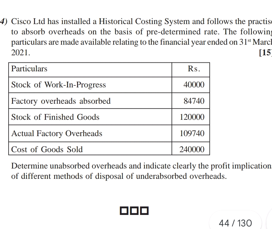 4) Cisco Ltd has installed a Historical