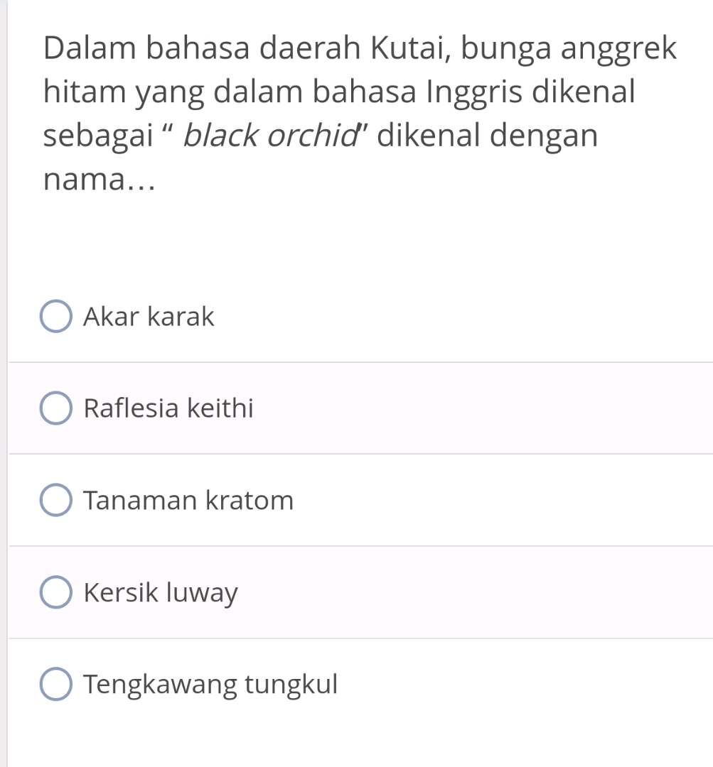 Dalam bahasa daerah Kutai bunga anggrek | StudyX