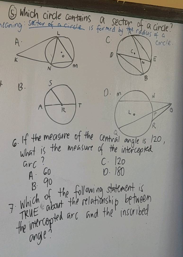 which circle contains a sector of a | StudyX