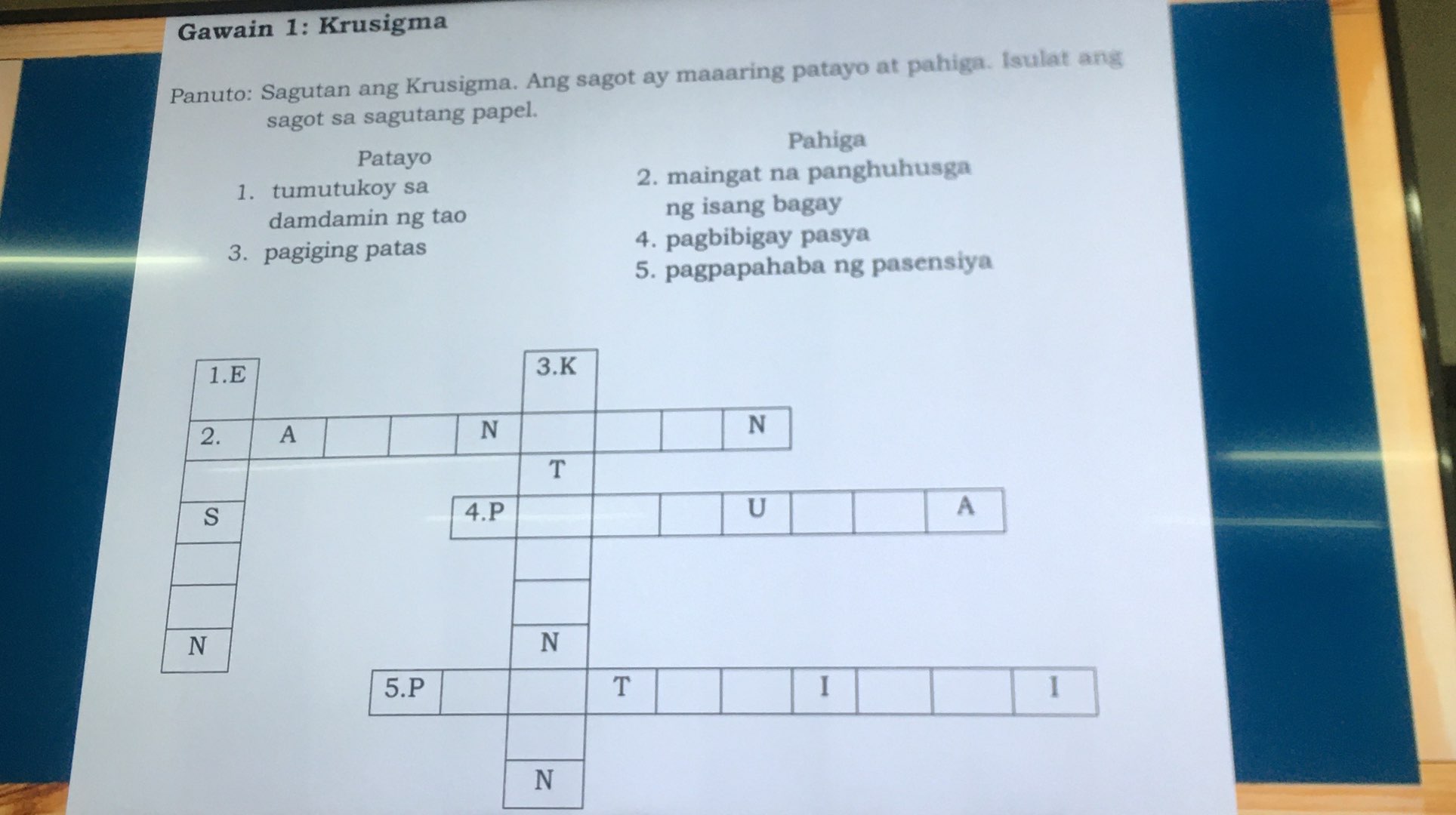 Gawain 1 Krusigma Panuto Sagutan ang | StudyX
