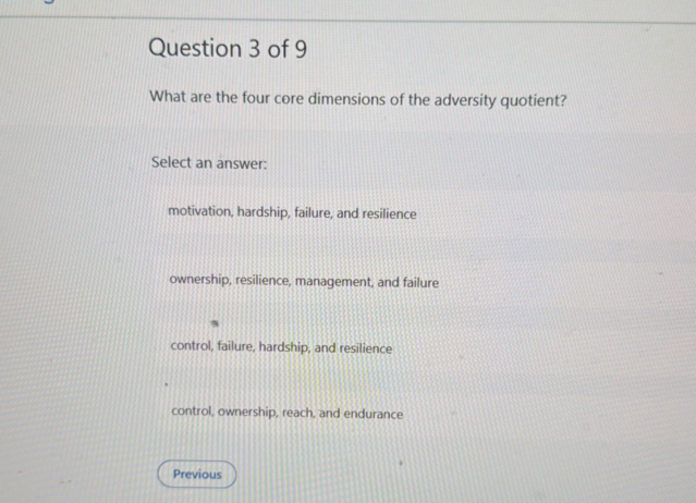 Question 3 of 9 What are the four core | StudyX