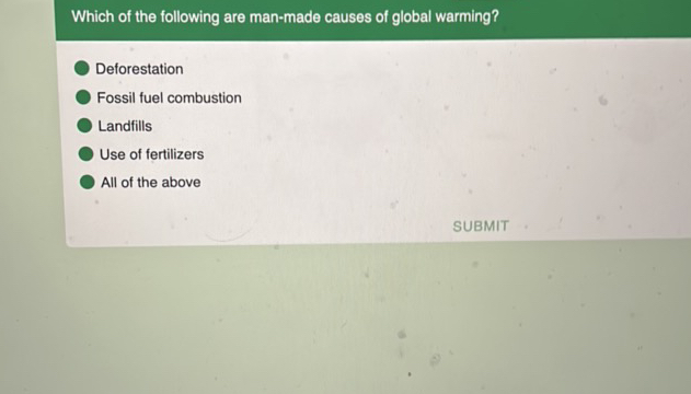 Which of the following are man-made causes | StudyX