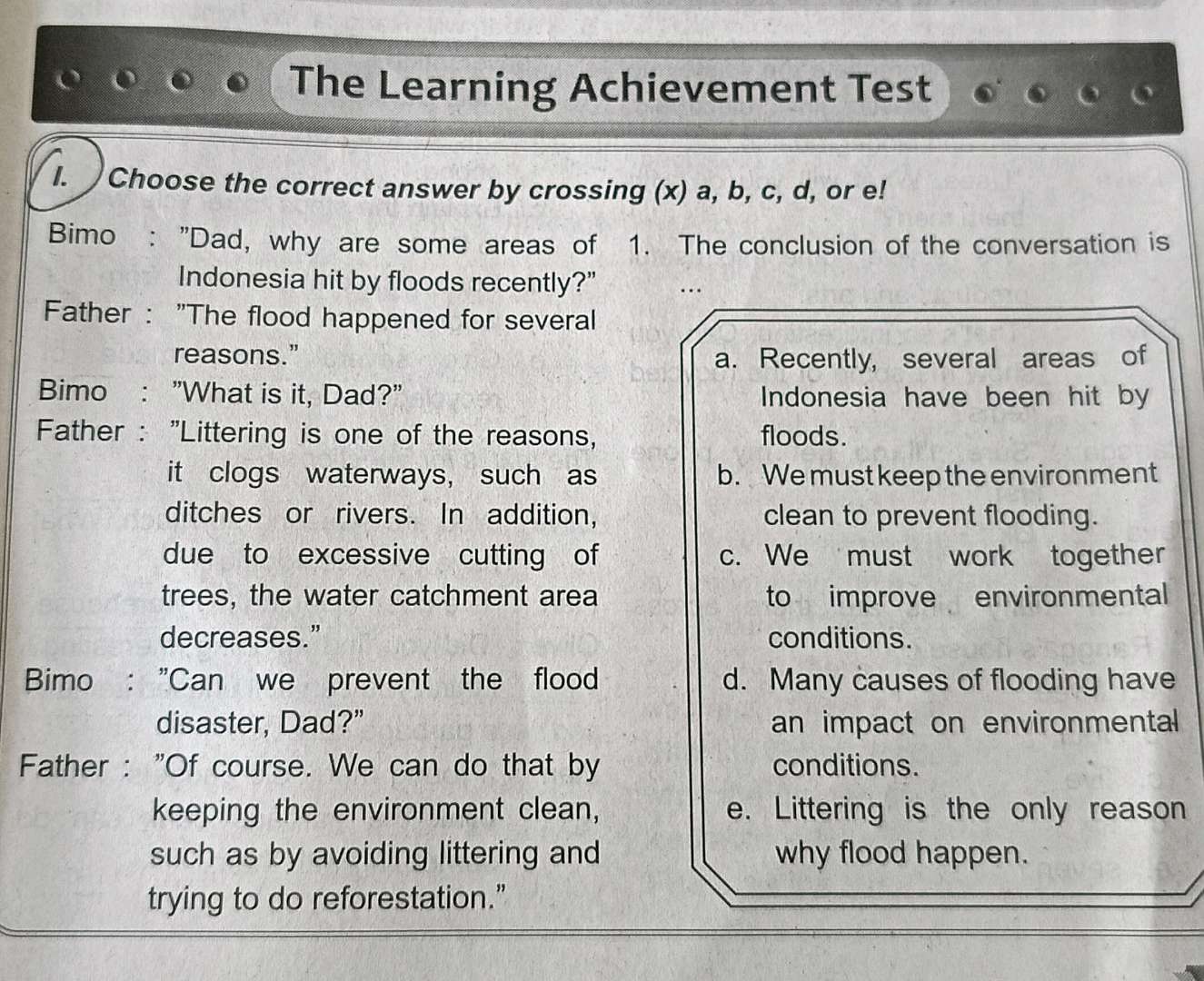 The Learning Achievement Test 1 Choose the | StudyX