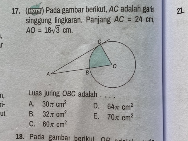 17 (HOTS) Pada gambar berikut AC adalah | StudyX
