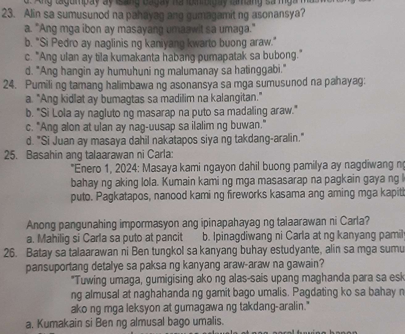 23 Alin sa sumusunod na pahayag ang | StudyX