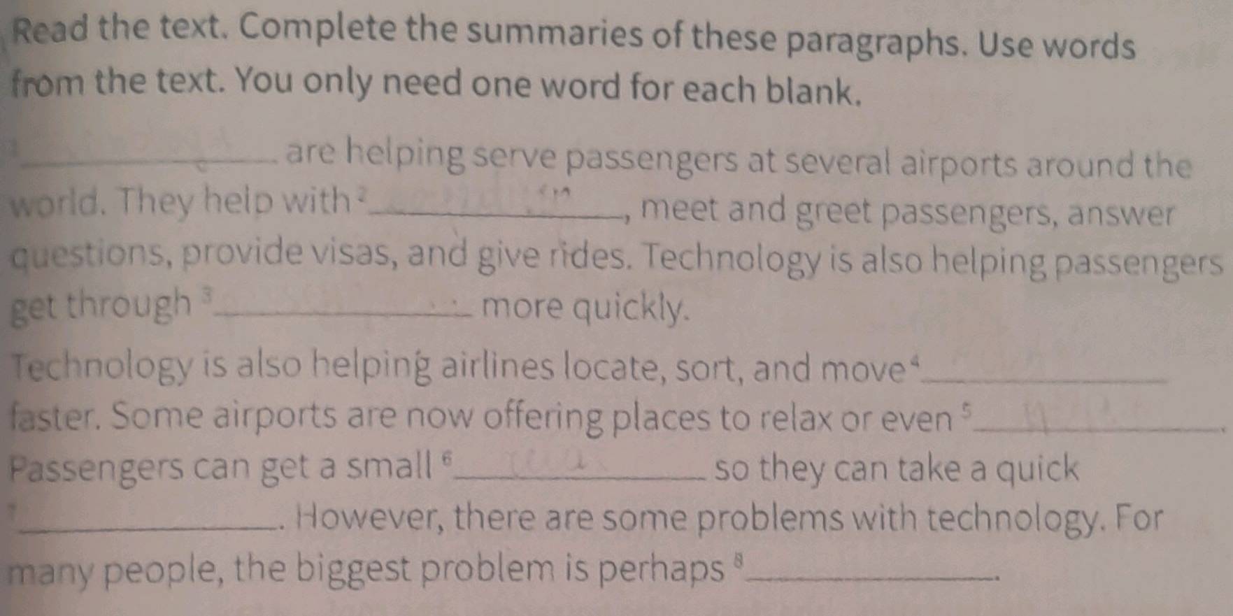 Read the text Complete the summaries of | StudyX