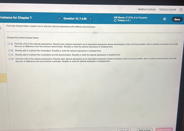 From the choices below explain how to add | StudyX