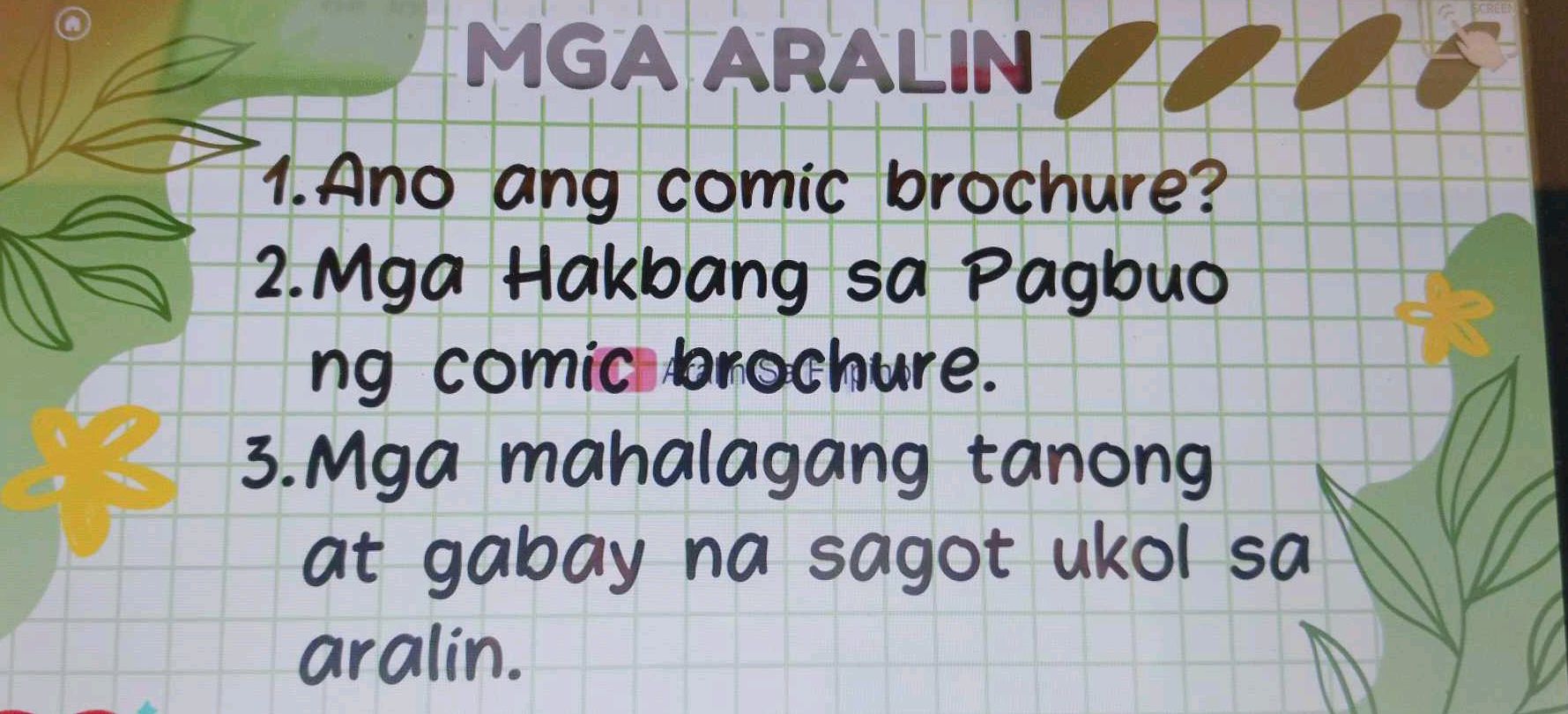MGA ARALIN 1Ano ang comic brochure 2Mga | StudyX