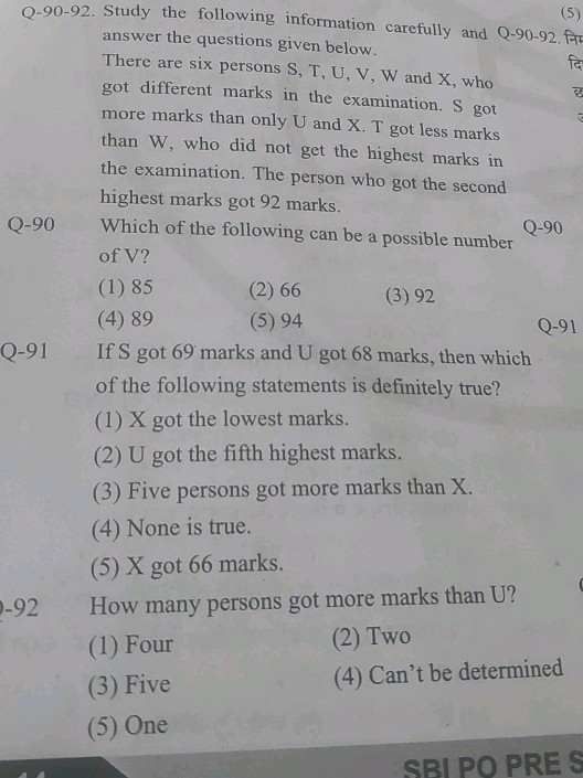Q-90-92 Study the following information | StudyX