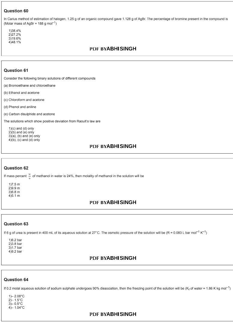 Question 60 In Carius method of estimation | StudyX