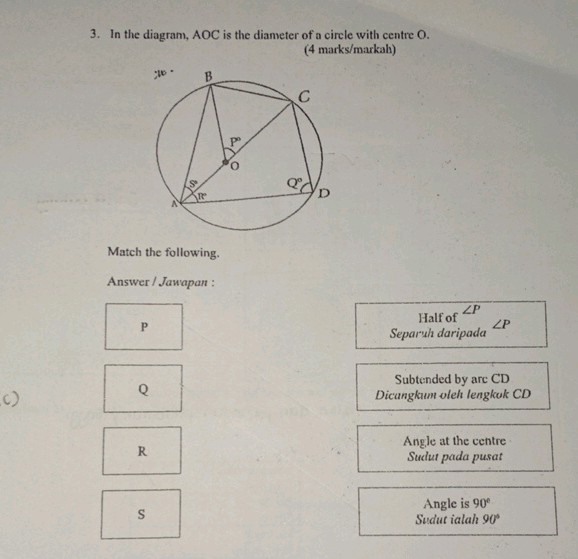3 In the diagram AOC is the diameter of a | StudyX