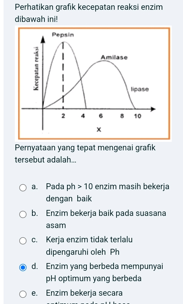 Perhatikan grafik kecepatan reaksi enzim | StudyX