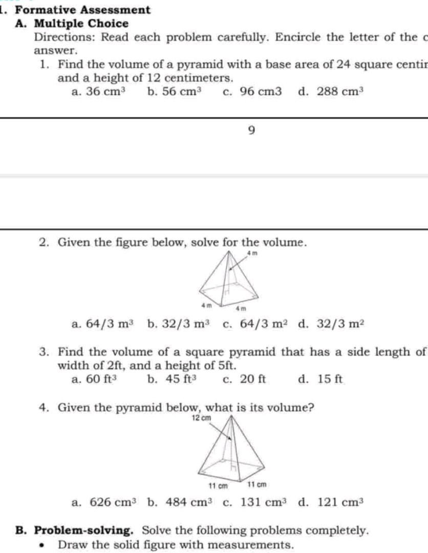 Formative Assessment A Multiple Choice | StudyX