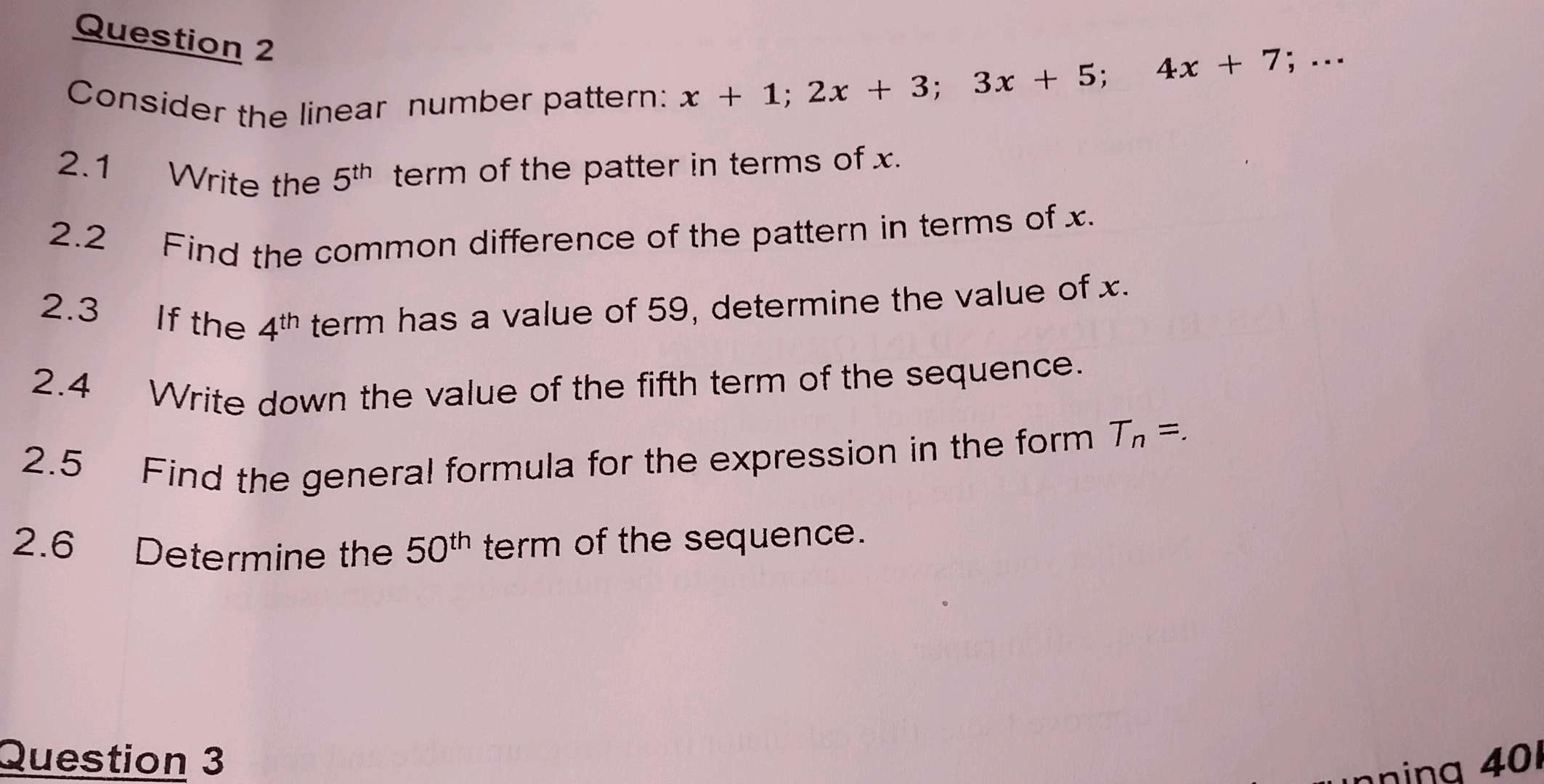 Question 2 Consider the linear number | StudyX