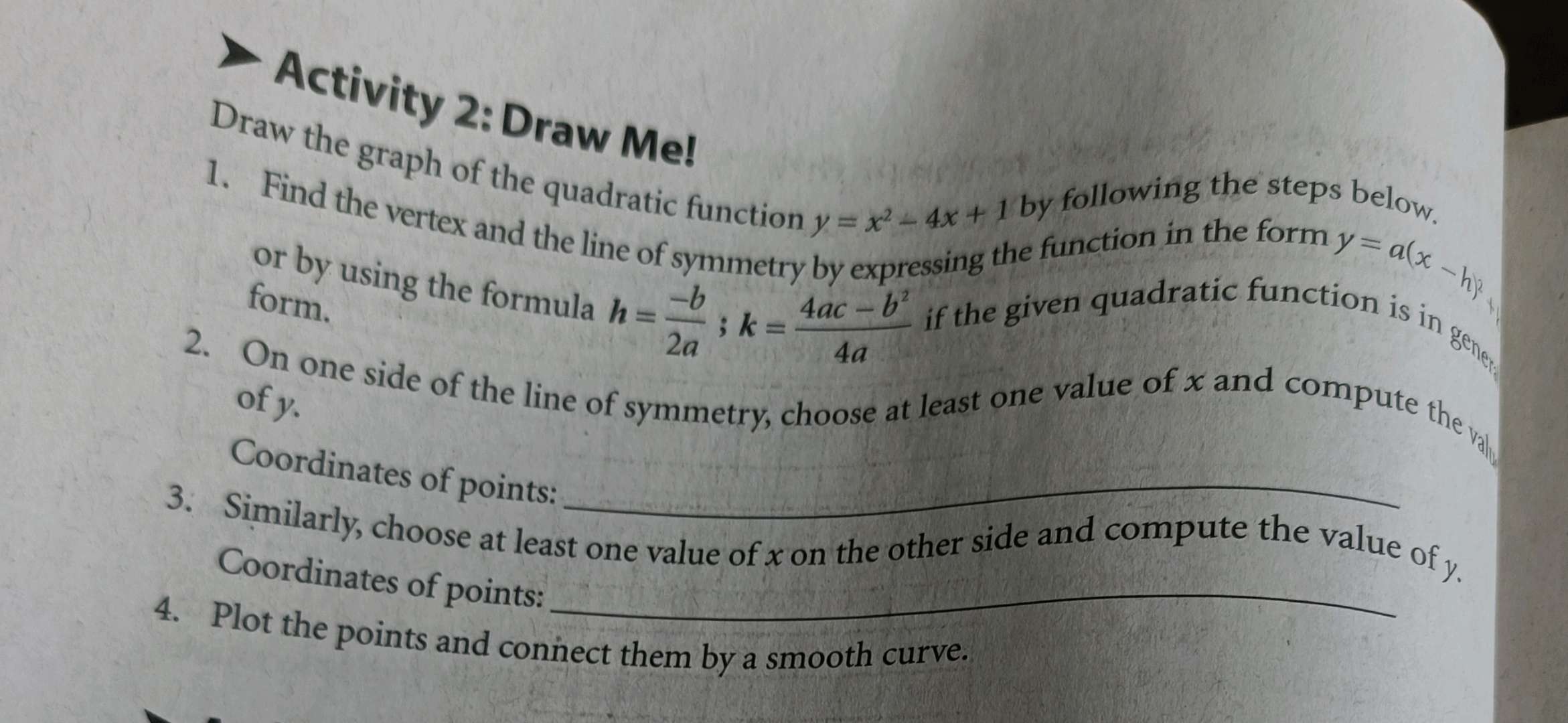 Activity 2 Draw Me Draw the graph of the | StudyX