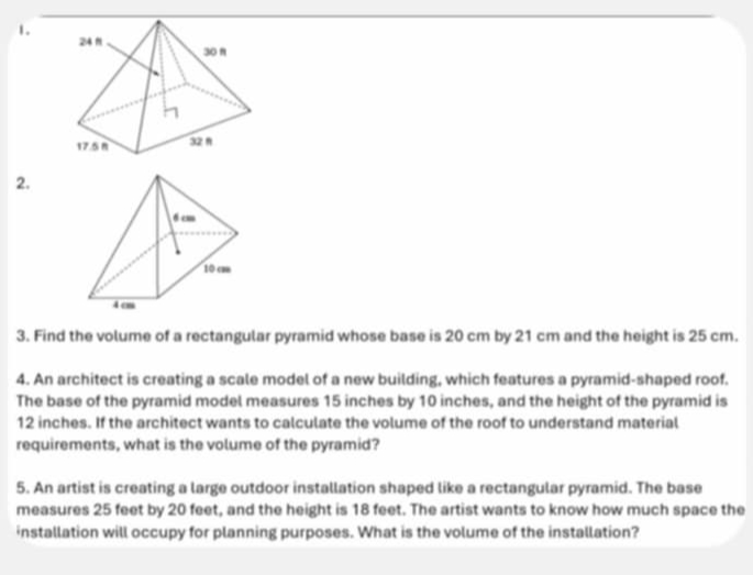 3 Find the volume of a rectangular pyramid | StudyX