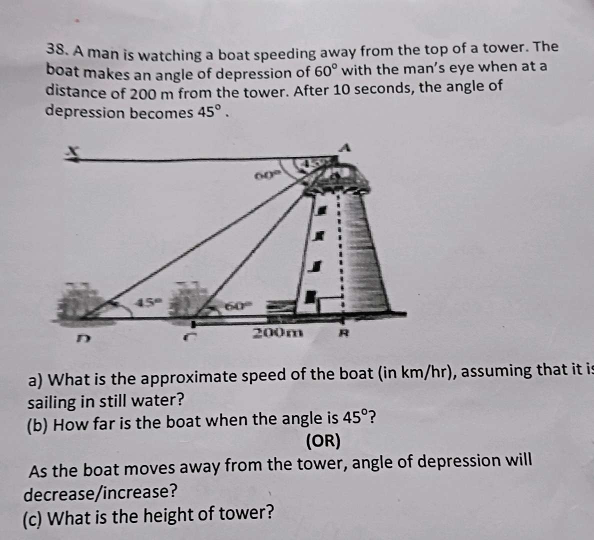38 A man is watching a boat speeding away | StudyX