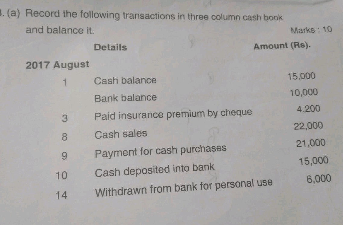 3 (a) Record the following transactions in | StudyX