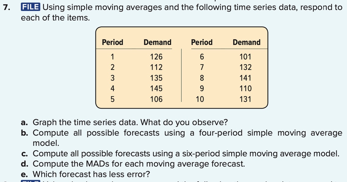 7 FILE Using simple moving averages and the | StudyX