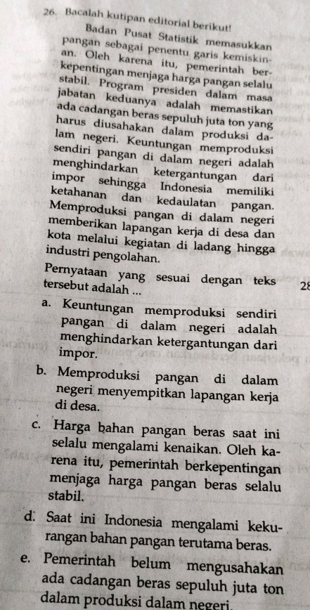 26 Bacalah kutipan editorial berikut Badan | StudyX