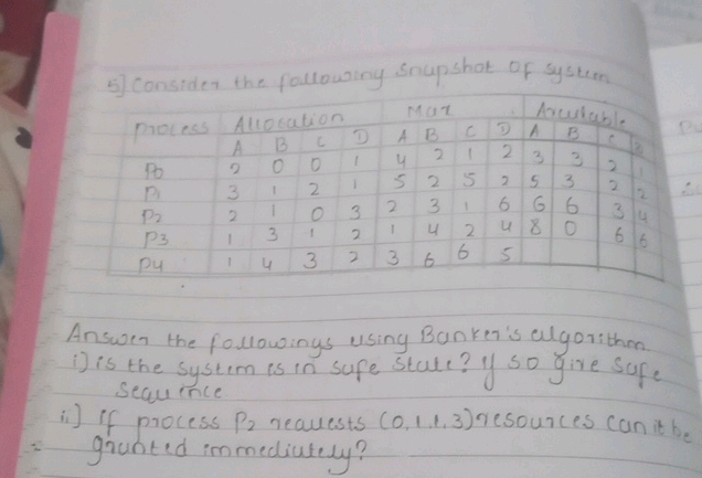 5) Consider the following snapshot of system | StudyX