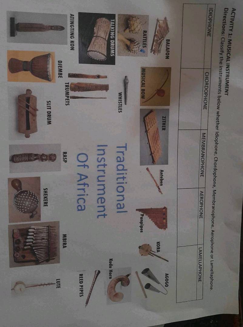 ACTIVITY 1 MUSICAL INSTRUMENT Directions | StudyX