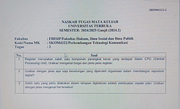 Soal 1 Register merupakan salah satu | StudyX