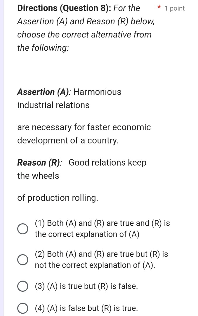 Directions (Question 8) For the Assertion | StudyX