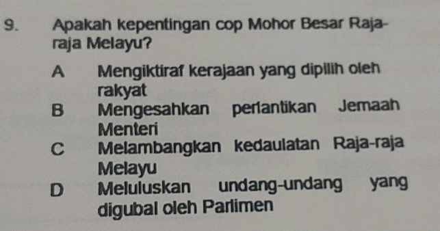 9 Apakah kepentingan cop Mohor Besar | StudyX