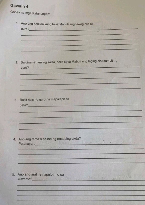 Gawain 4 Gabay na mga Katanungan 1 Ano ang | StudyX