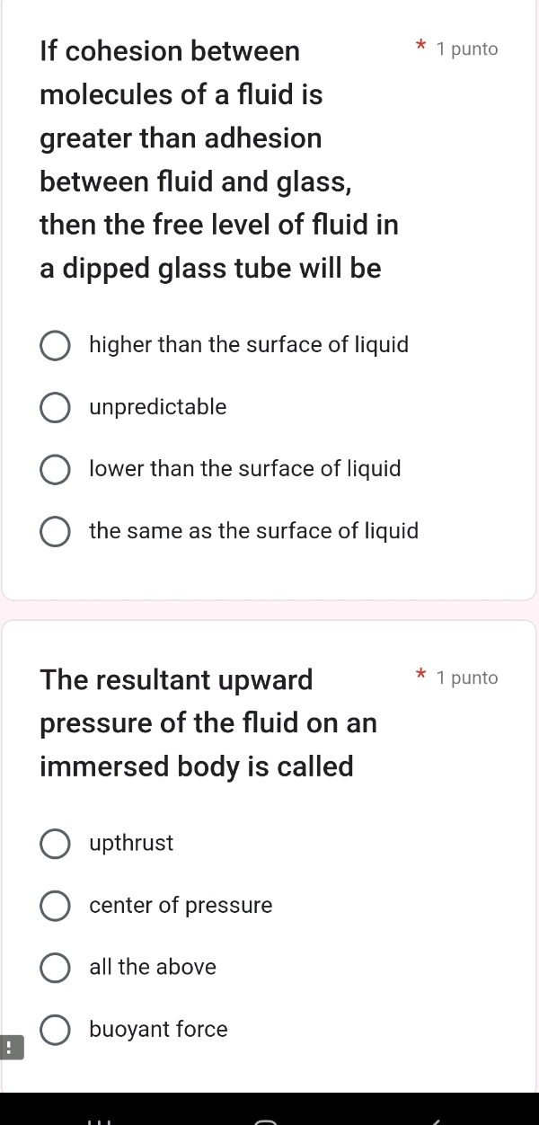 If cohesion between 1 punto molecules of a | StudyX