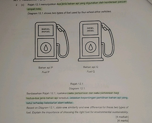 2 (c) Rajah 121 menunjukkan dua jenis bahan | StudyX
