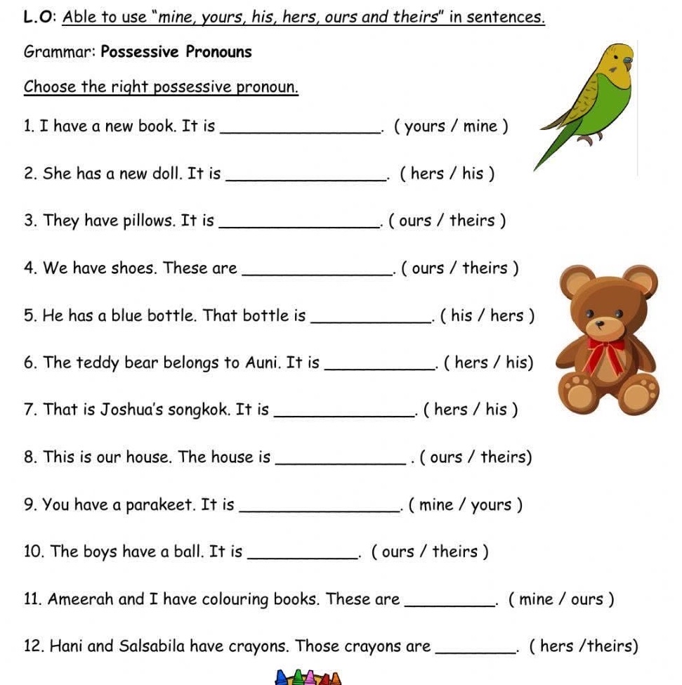 LO Able to use mine yours his hers ours and | StudyX