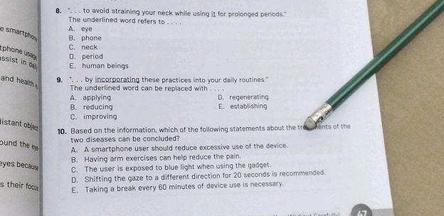 8 to avoid straining your neck while | StudyX