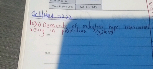 Demerits of induction type overcurrent relay | StudyX