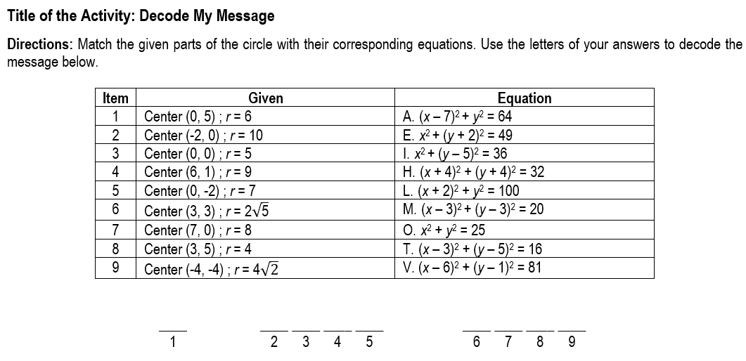 Title of the Activity Decode My Message | StudyX