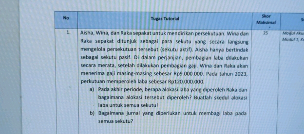No Tugas Tutorial Skor Maksimal S 1 Aisha | StudyX