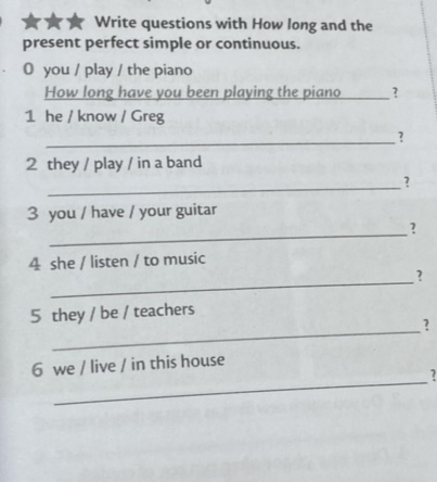 Write questions with How long and the | StudyX