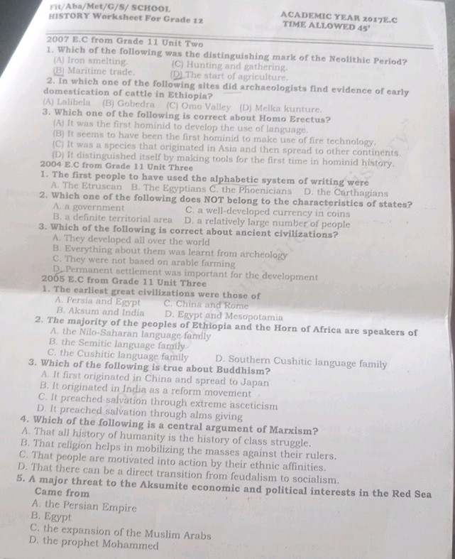 Fit/Aba/Met/G/S/ SCHOol HISTOIT Worksheet | StudyX